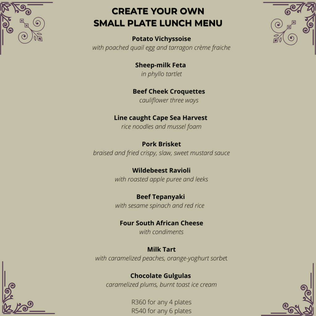 Create your own Small Plate Lunch Menu at Aubergine