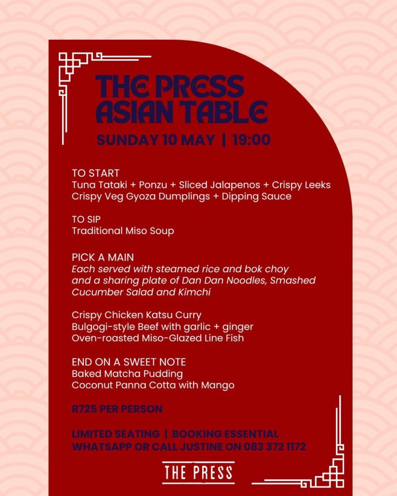 The Asian Table: A Sea Point Supper Experience at The Press Bar & Grill ...