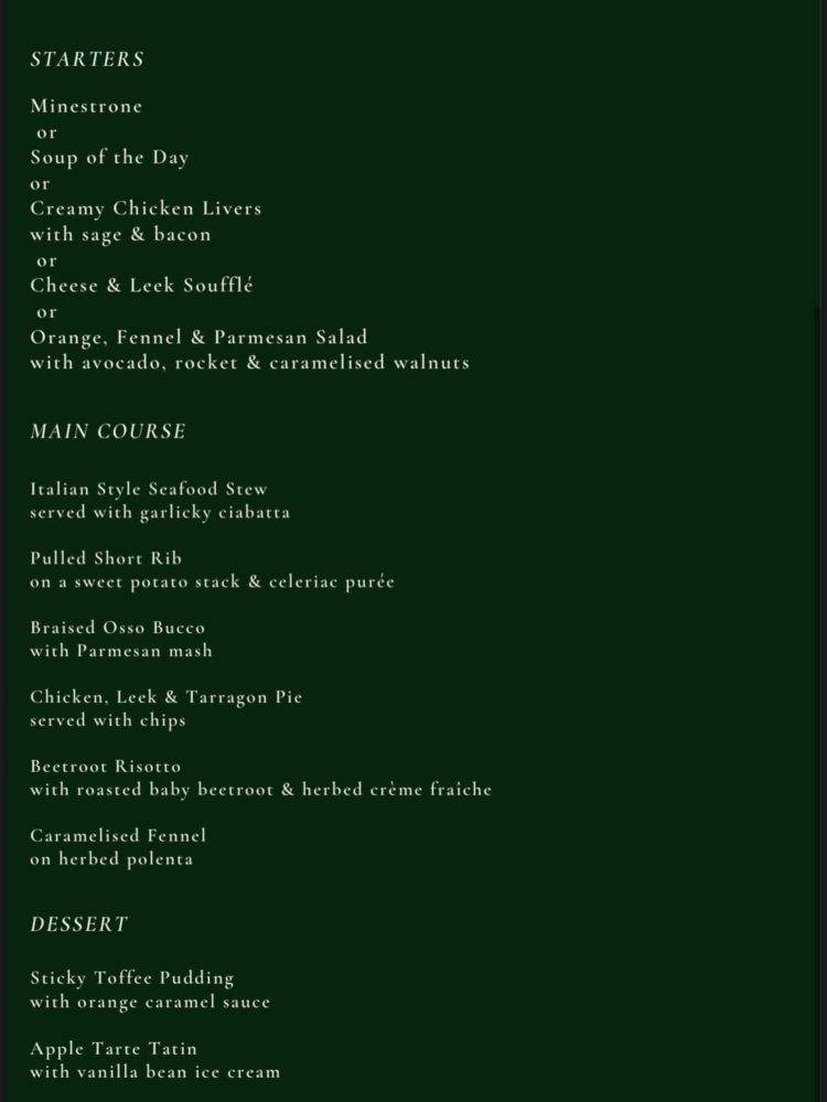 Winter Set Menu Specials to keep you warm this Winter at Bellagio