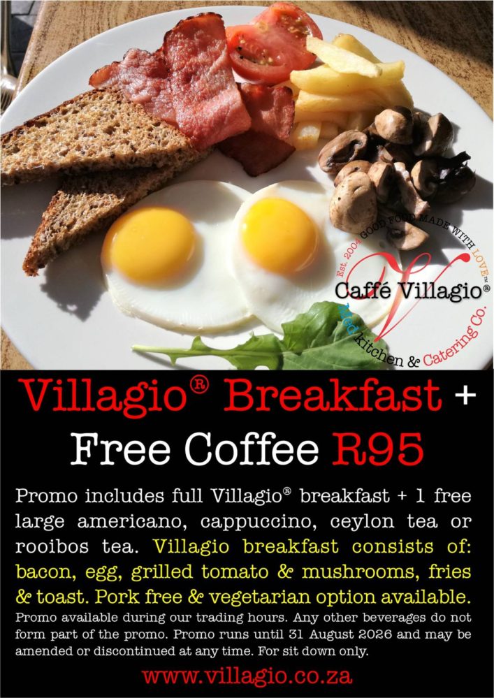 A Breakfast Deal at Caffè Villagio with Eggs, Bacon, Fries, Toast, and ...