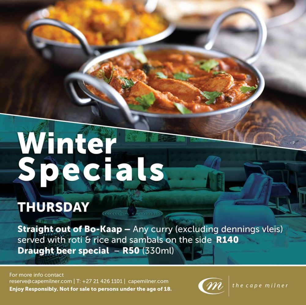 A Straight out of Bo-Kaap Curry Special at The Cape Milner for chilly ...